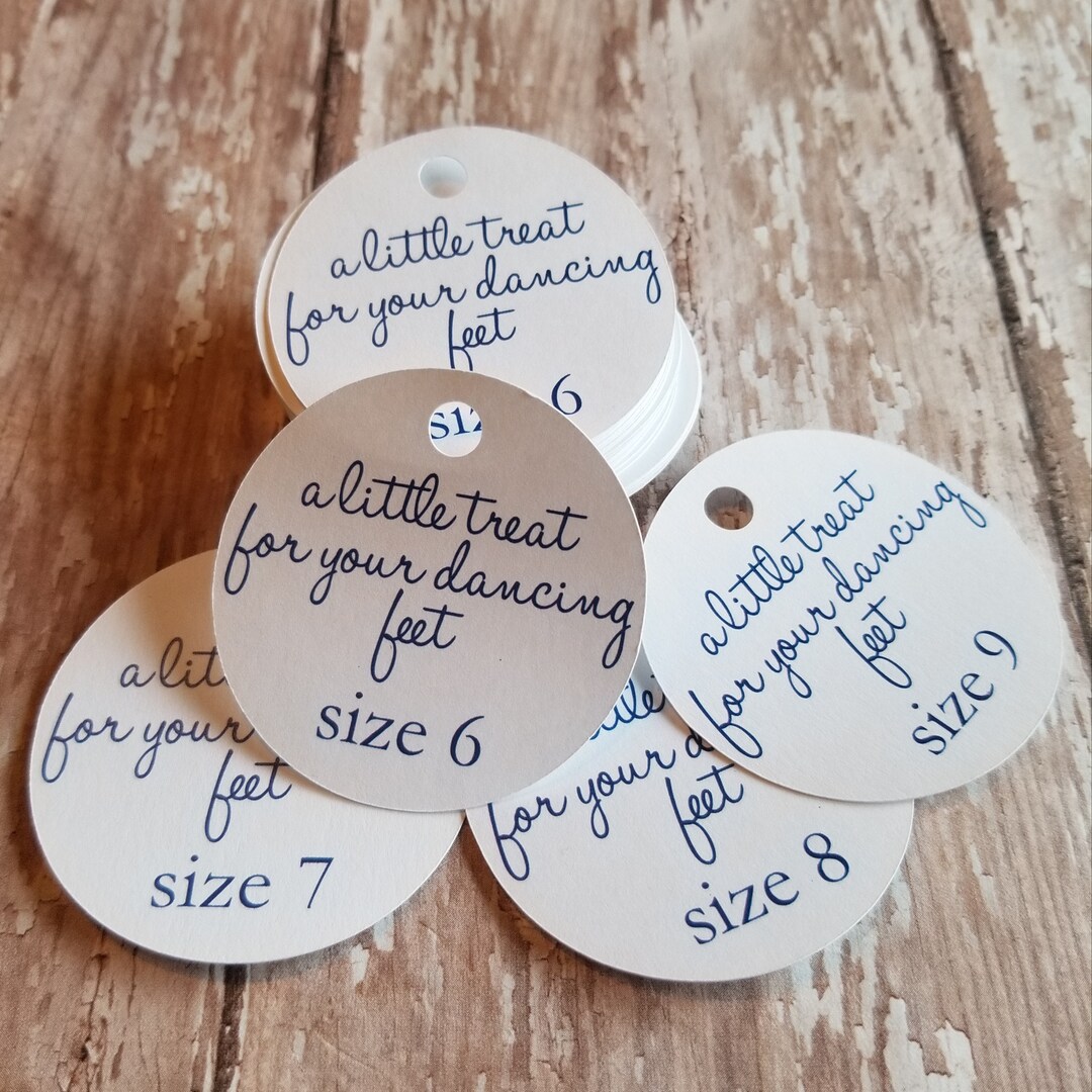 2" Flip Flop Tags, Shoe Size Tags, A Little Treat for Your Dancing Feet ...