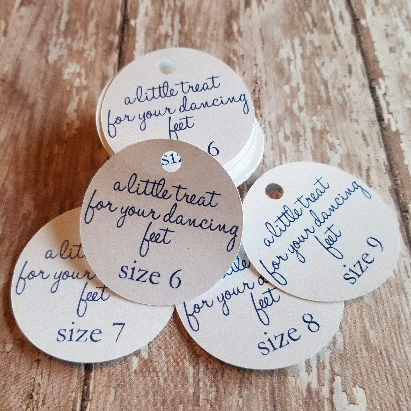 2" Flip Flop Tags, Shoe Size Tags, A Little Treat for Your Dancing Feet ...