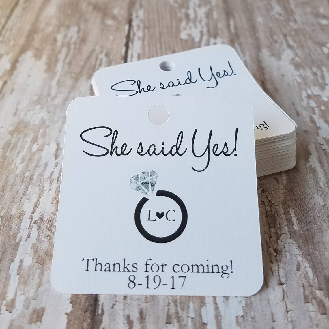 She Said Yes, Engagement Party Tags, Bridal Shower, Wedding Shower, Tag ...