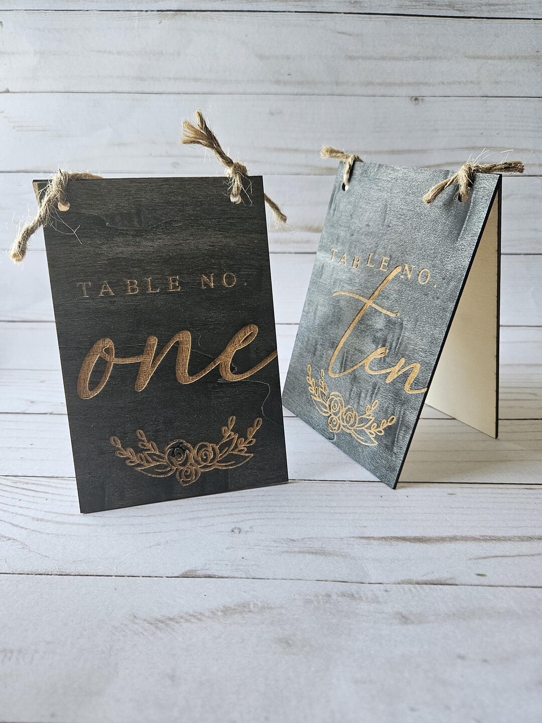 Rustic Folding Wooden Table Numbers With Twine, Freestanding Folding ...