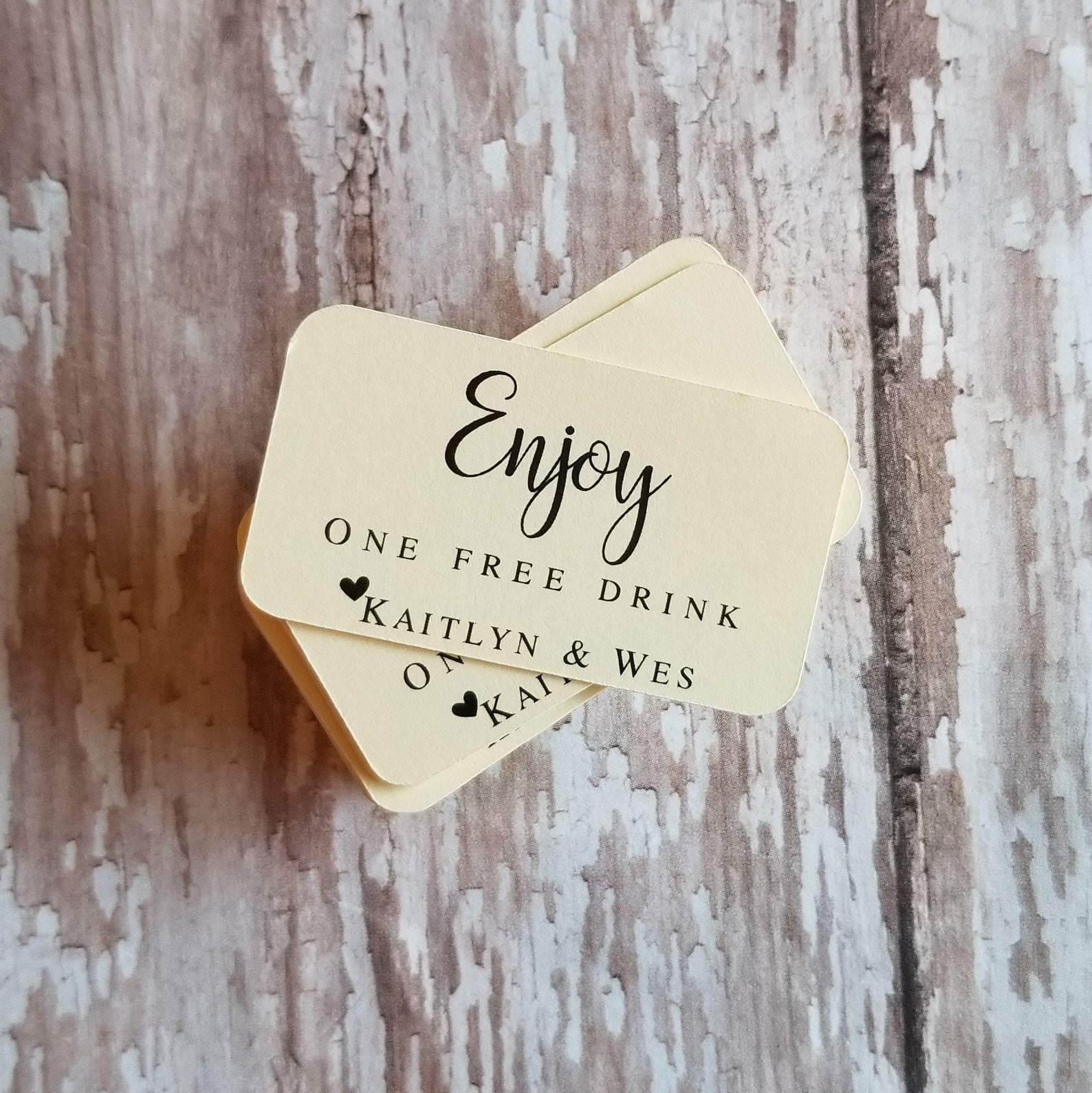 Drink Ticket, Good for One Drink, Wedding Drink Ticket, Cheers, Enjoy ...