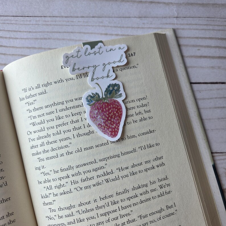 Magnetic Bookmark | Get Lost in a Berry Good Book | Strawberry ...