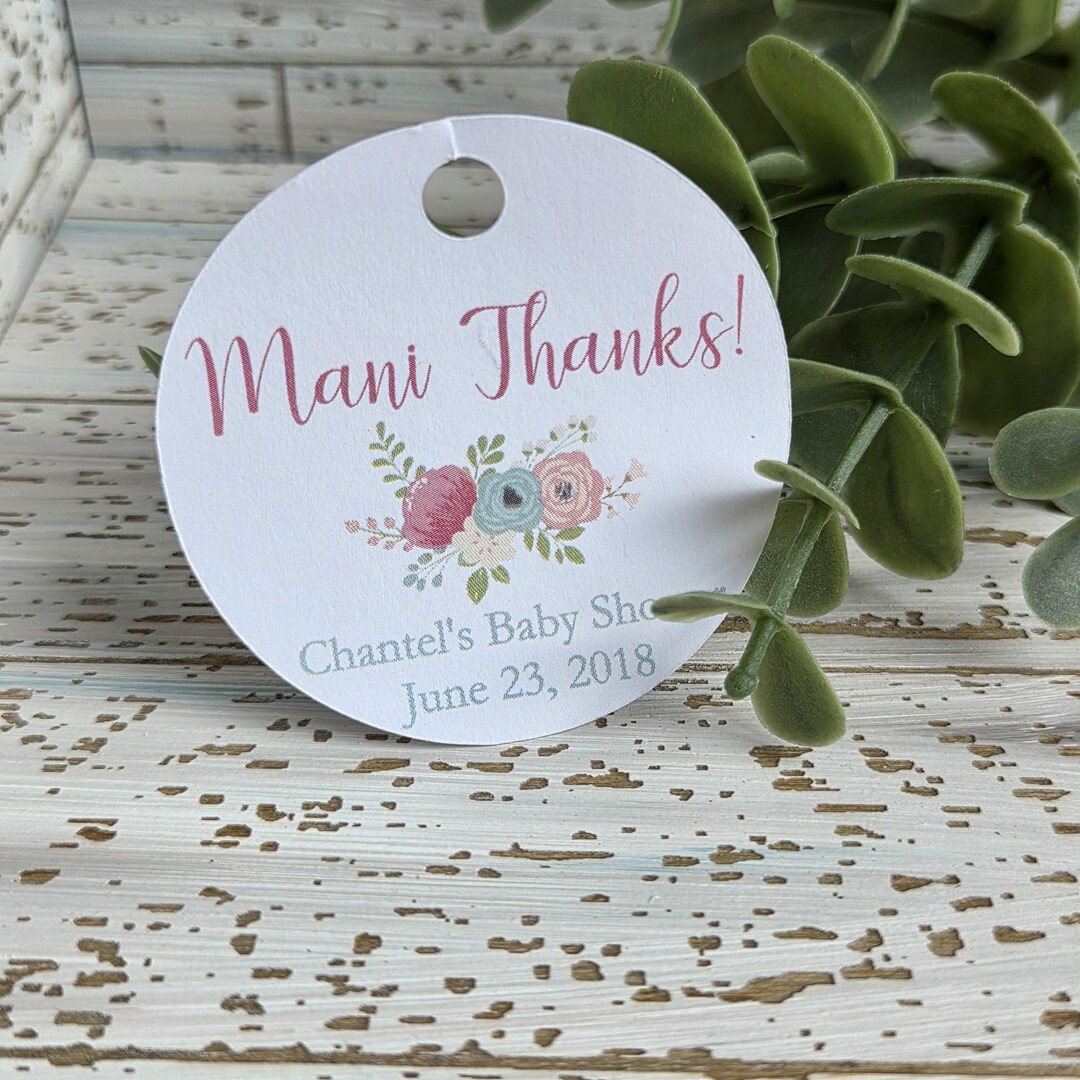 Mani Thanks Nail Polish Favor Tag With Florals, Weddings, Baby Shower ...