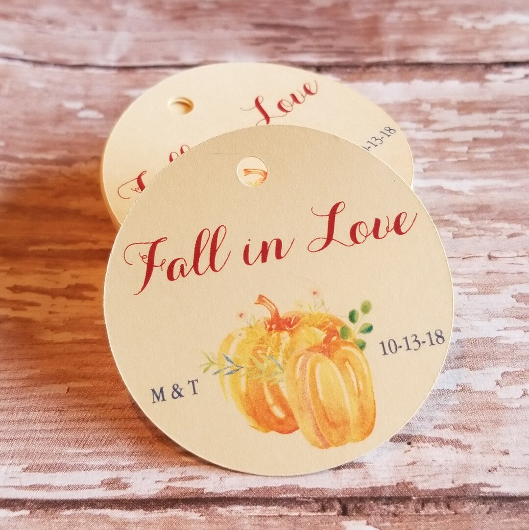 Fall in Love Round Tag, Wedding Tag, Bridal Shower Tag, Fall Wedding ...