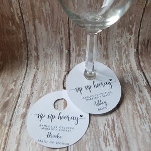 Bridal Party Wine Glass Tags, Wine Tags, Wedding Day, Bridal Shower ...