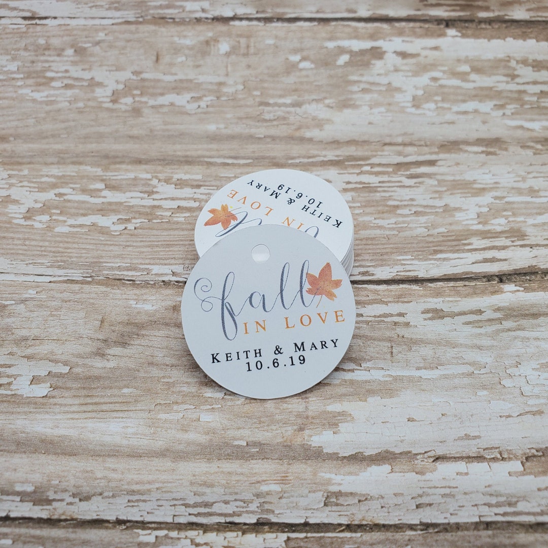 Fall in Love, Fall Wedding Favor, Thank You Tag, Mini Tag, 1.5" Round ...