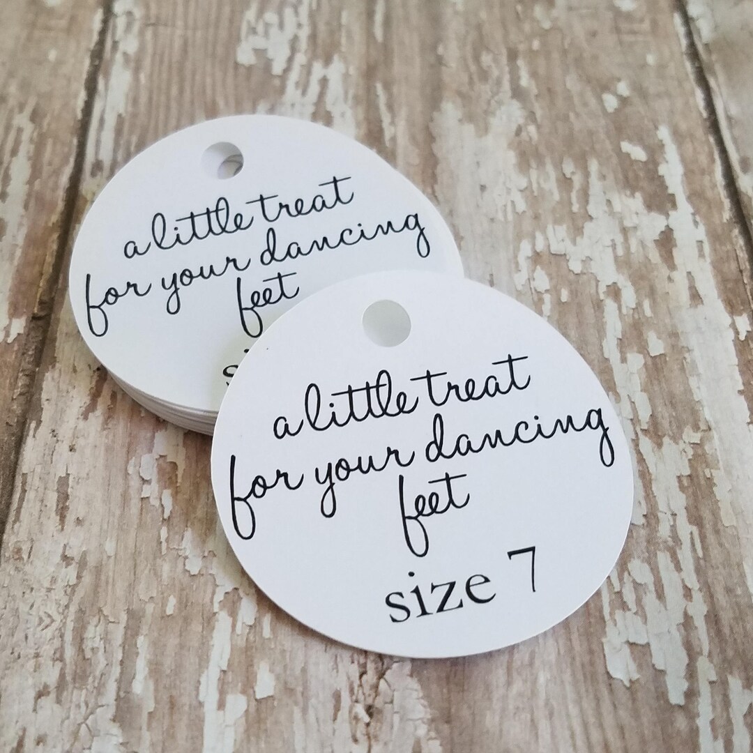 2" Flip Flop Tags, Shoe Size Tags, A Little Treat for Your Dancing Feet ...