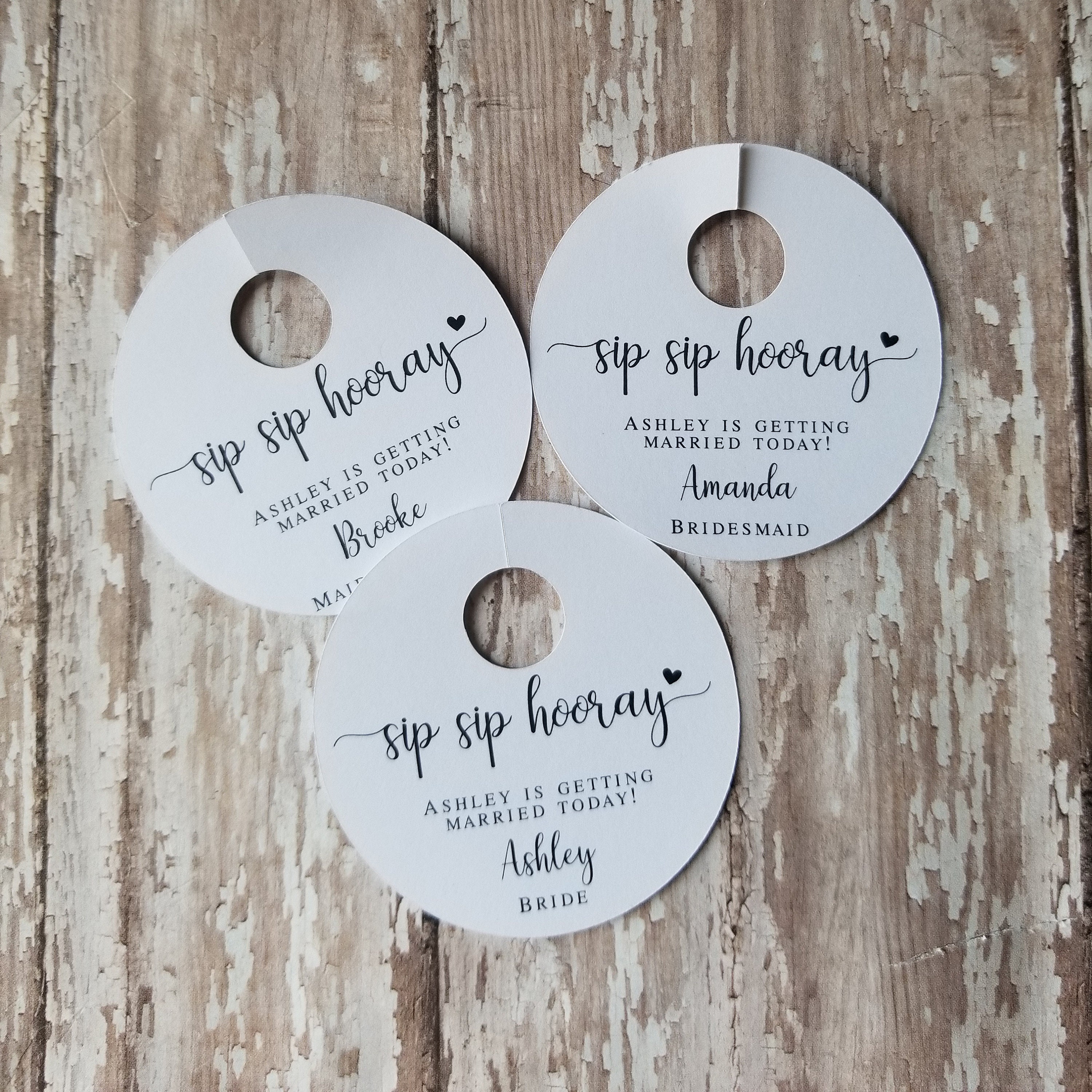 Bridal Party Wine Glass Tags, Wine Tags, Wedding Day, Bridal Shower ...