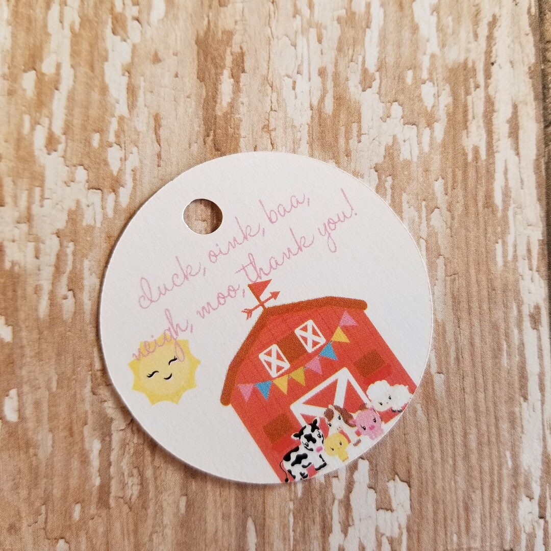 Farm Birthday, Down on the Farm, Farm Animals, Birthday Favor Tag ...