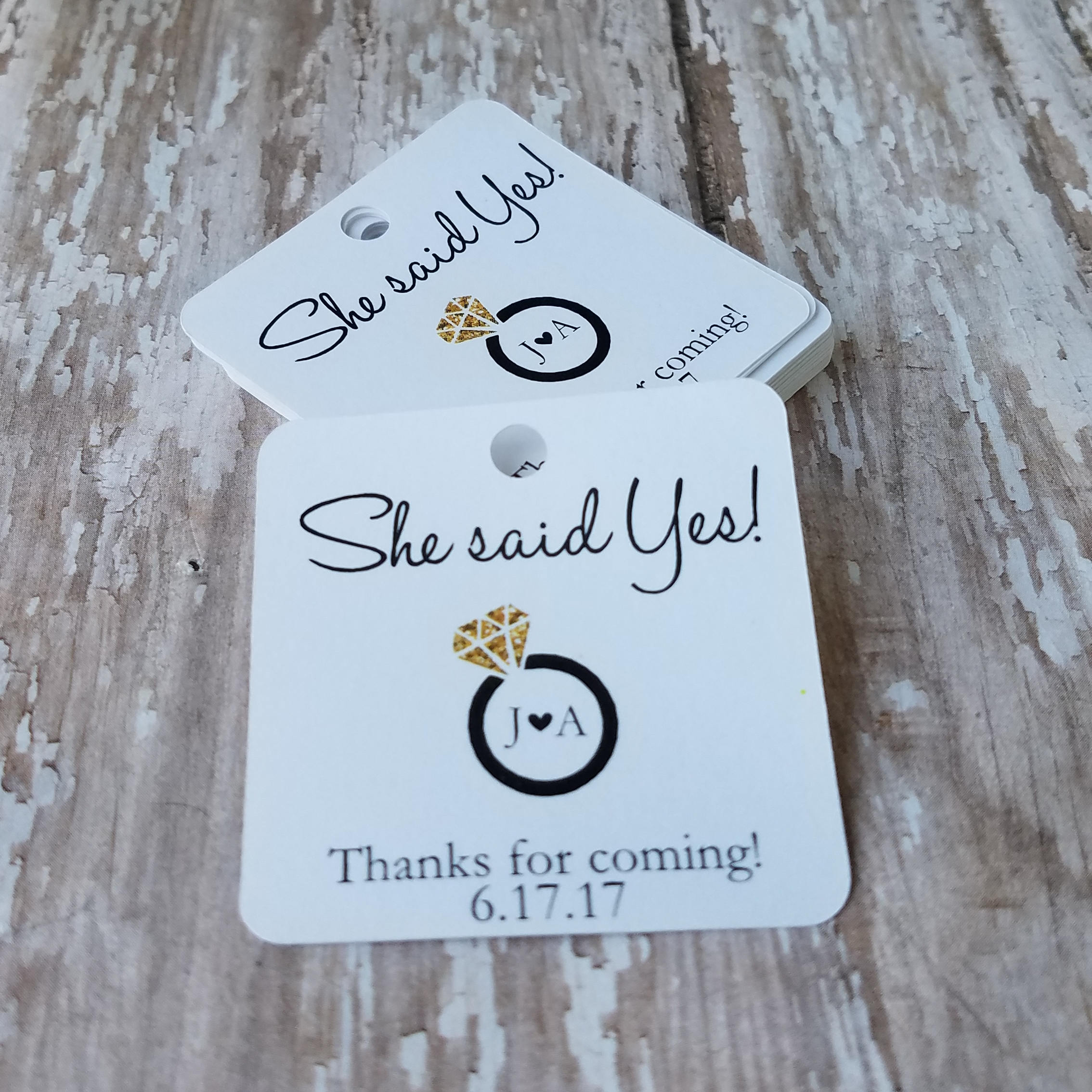 She Said Yes, Engagement Party Tags, Bridal Shower, Wedding Shower, Tag ...