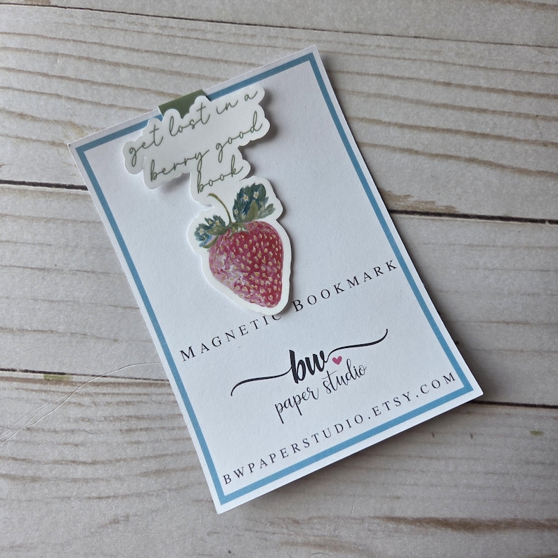 Magnetic Bookmark | Get Lost in a Berry Good Book | Strawberry ...