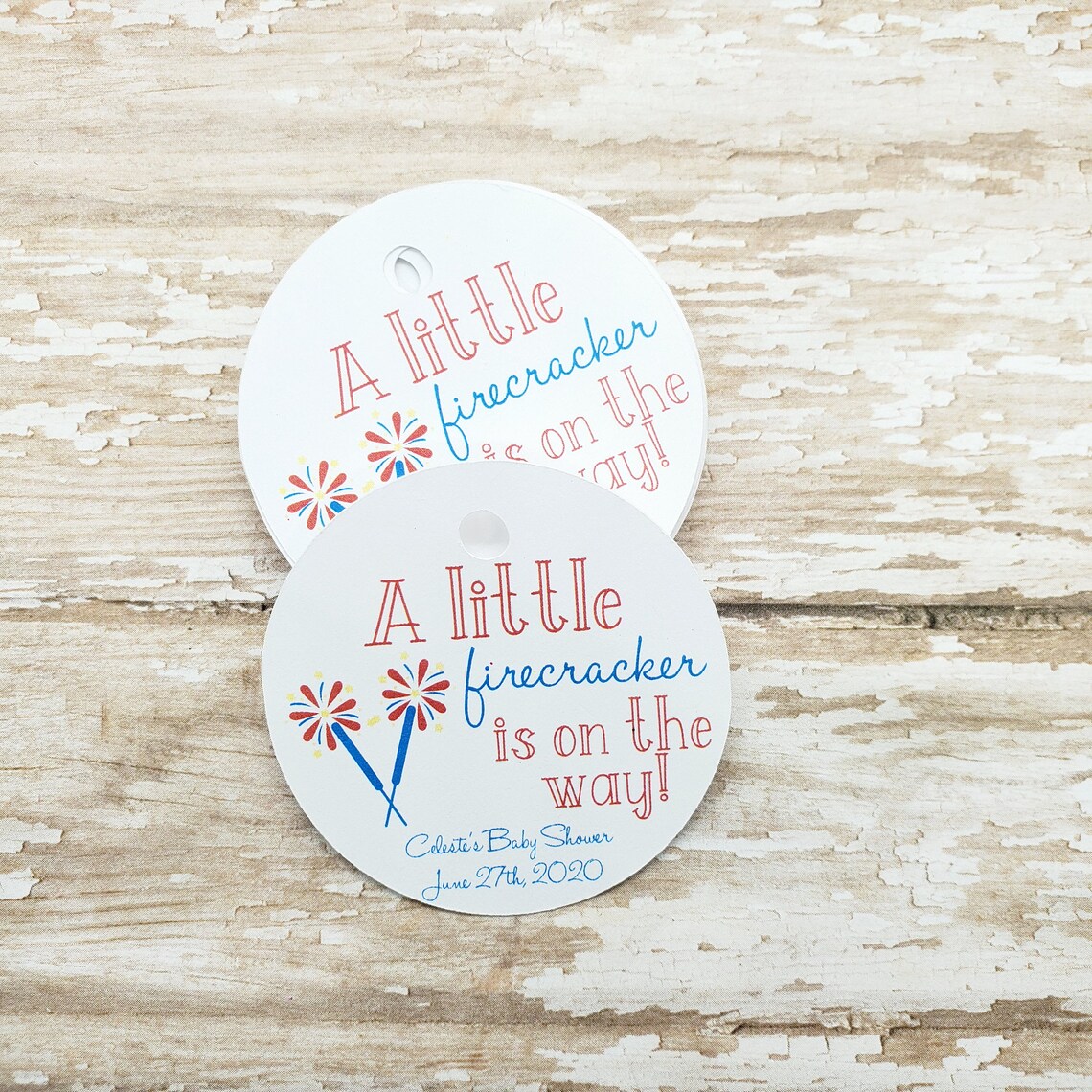 Baby Shower Thank You Tag A Little Firecracker is on the Way | Etsy