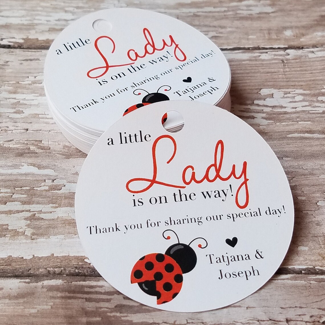 A Little Lady is on the Way Baby Shower Tag Ladybug Baby | Etsy