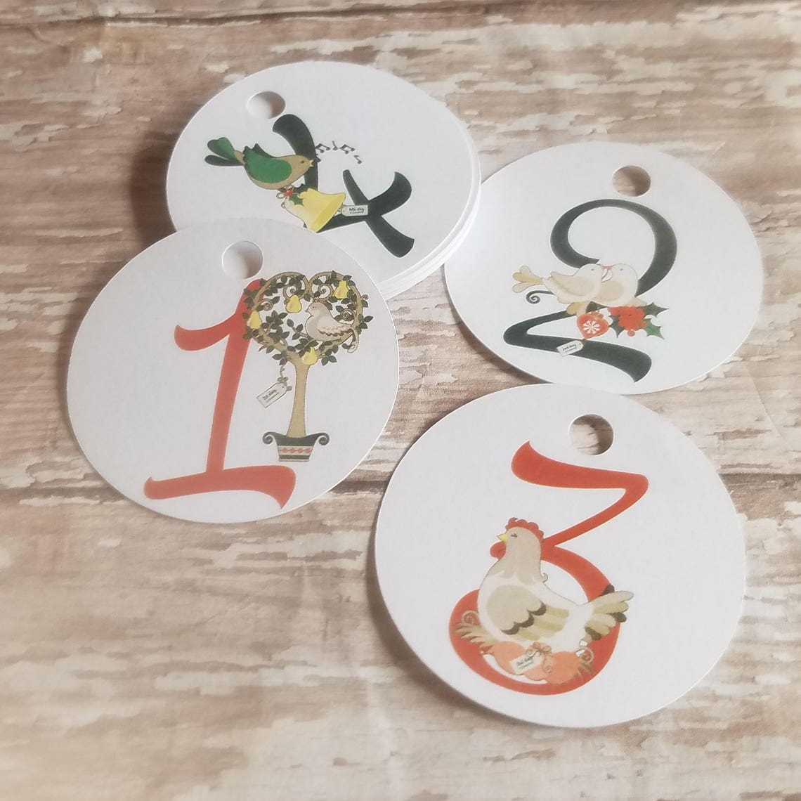 Round Twelve Days of Christmas Tags, Gift Tags, Christmas Tags, 12 Days ...