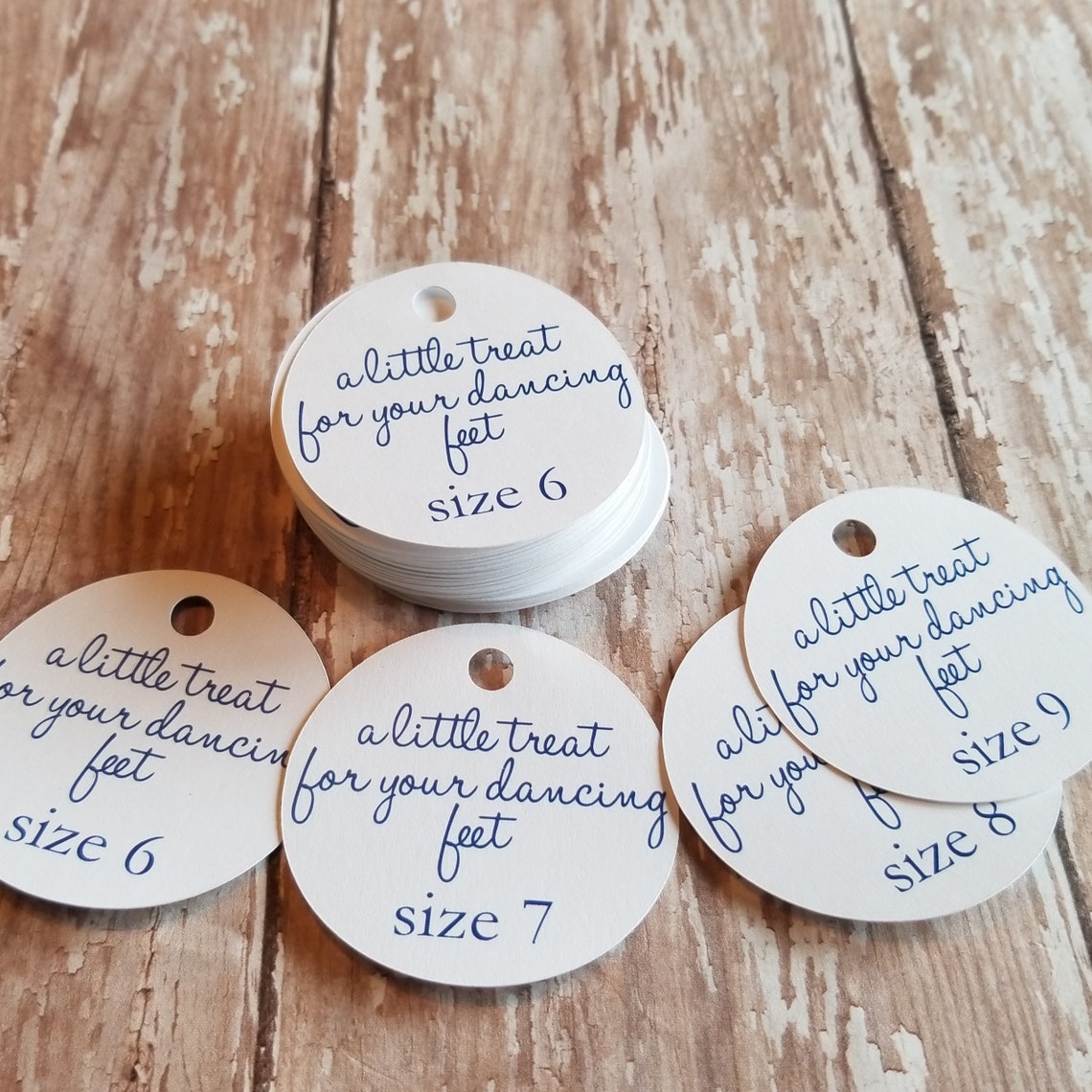 2" Flip Flop Tags, Shoe Size Tags, A Little Treat for Your Dancing Feet ...