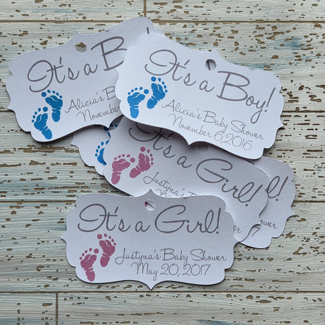 Its a Boy/girl Gender Reveal Party Favor Tags, Printed Labels for Baby ...