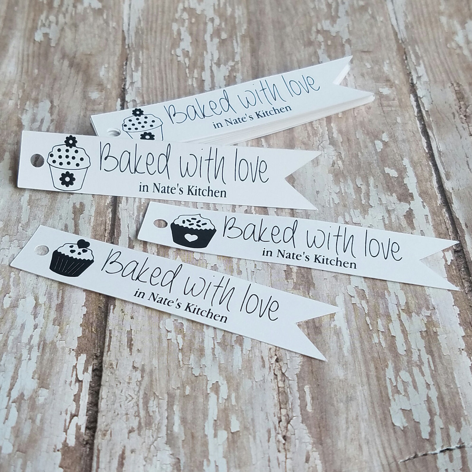 Baked With Love Tag Cupcake Tag Baked Goods Tag Flag Tag - Etsy