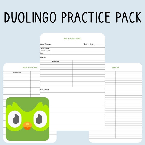 Duolingo Printable - Etsy Canada