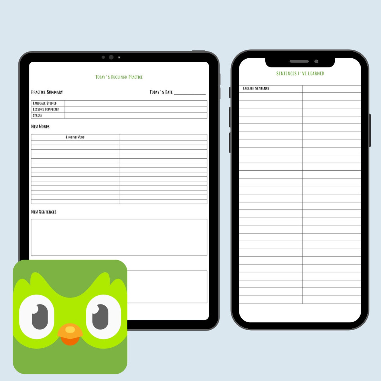 Printable File - Duolingo Practice Pack for Note Taking Apps - Etsy