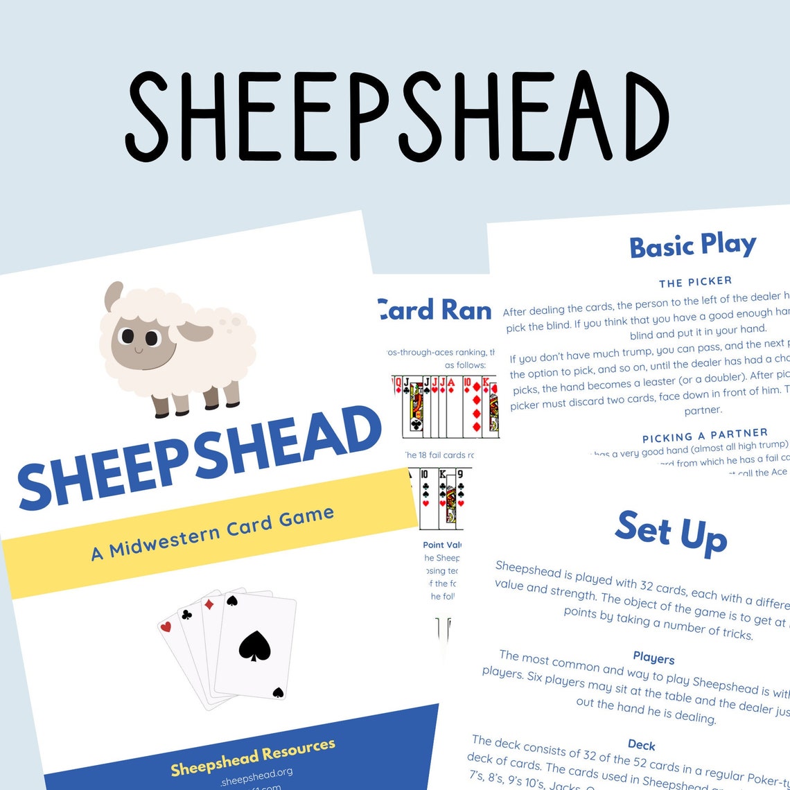 Sheepshead (A Midwestern Card Game) Rules for Play - Booklet & Trifold ...