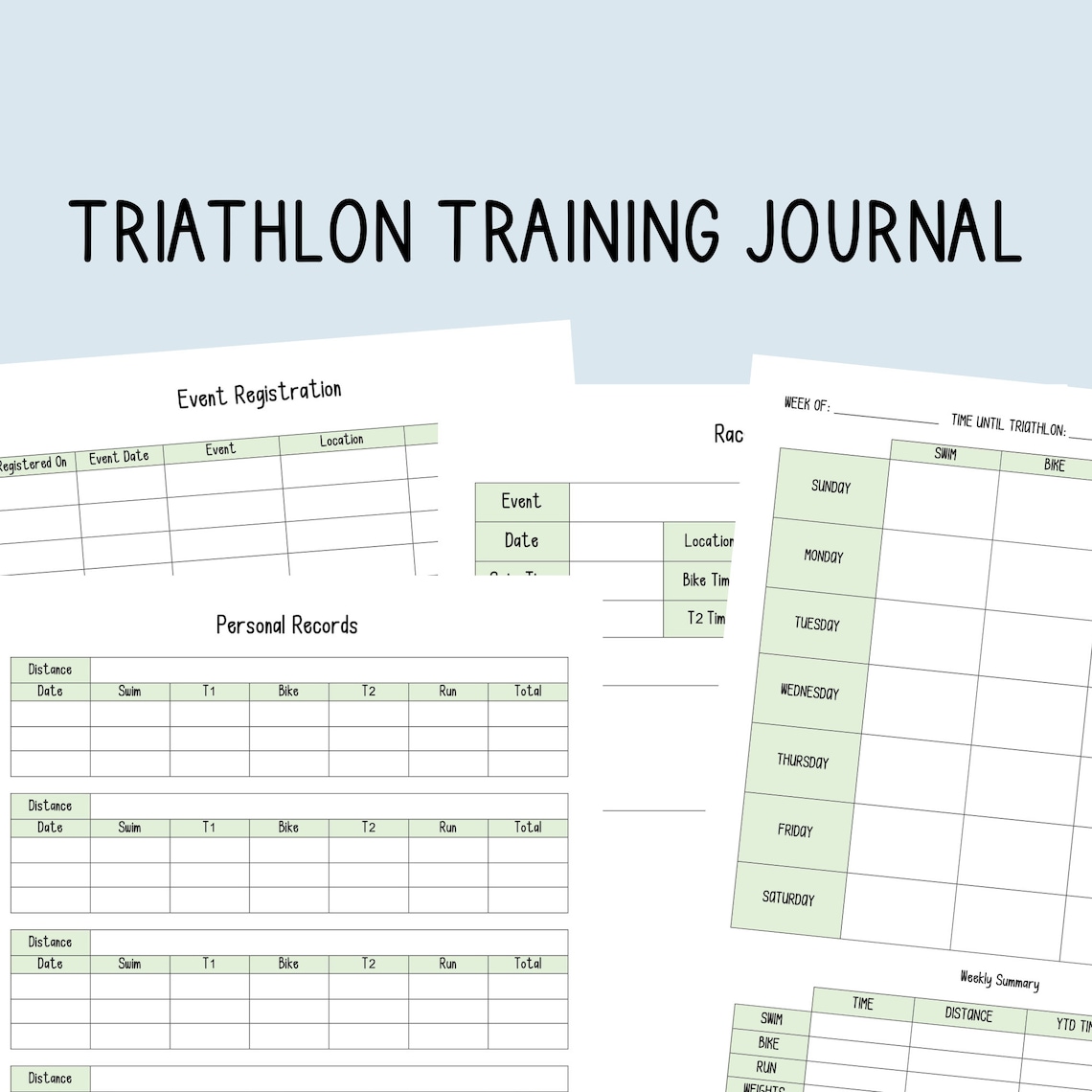 Triathlon Training Journal - Digital File - Log for Tracking ...