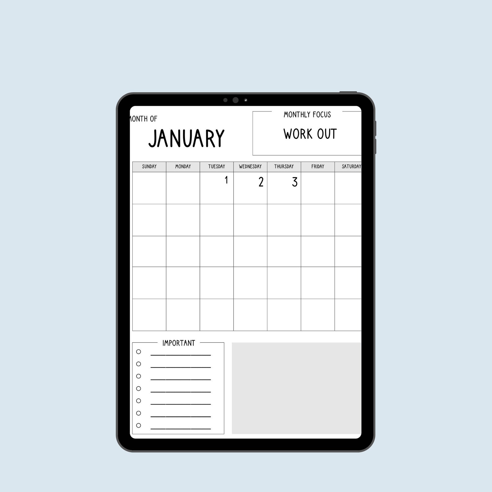 Printable File - Blank Monthly Calendar for Note Taking Apps - Etsy