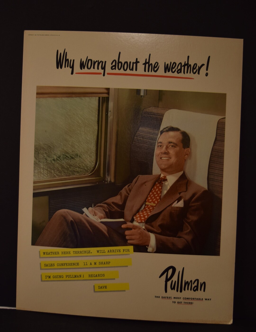 Rare Large 1949 Pullman Railcar Co. Advertisement Poster Board H - Etsy