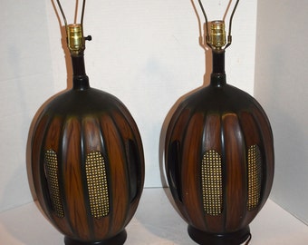 Mid-century Modern 60s Table Lamps Art Pottery a Pair - Etsy