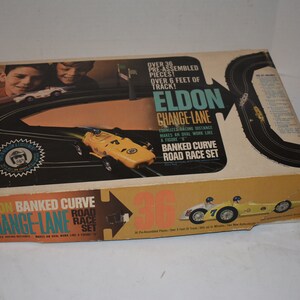 Vtg. 1964 Eldon Change-lane 1/32 Slot Car Racing Set W/ 2 Cars 9516 - Etsy