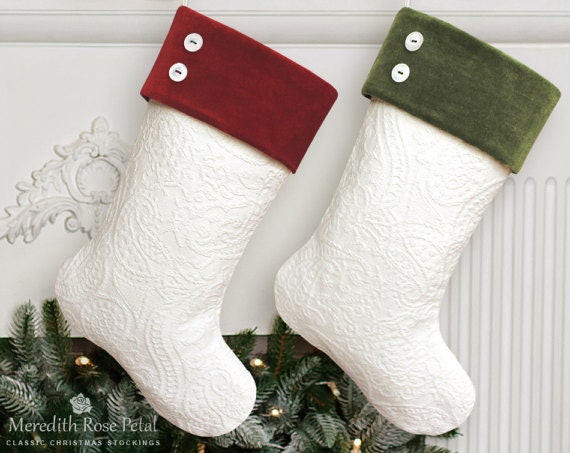 Cream Christmas Stockings Cream Stocking Cream Stockings Etsy