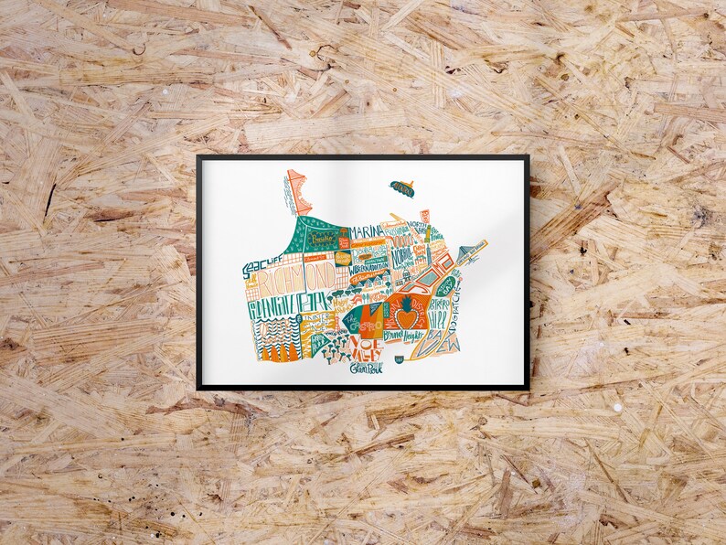 San Francisco City Map Fine Art Print Wall Art San Francisco Print ...