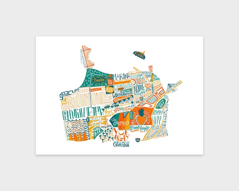 San Francisco City Map Fine Art Print Wall Art San Francisco Print ...