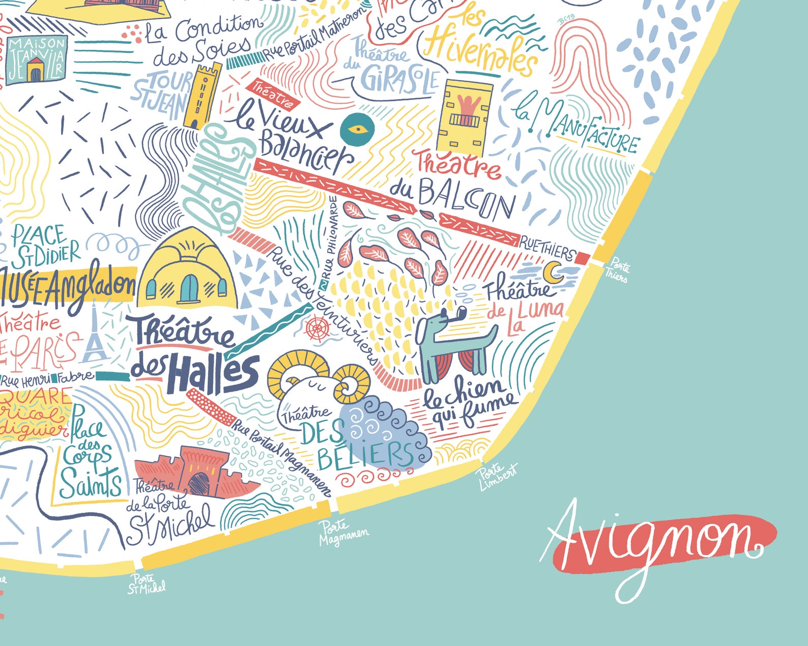 Map of Avignon illustrated / formats A4 A3 and A2 | Etsy