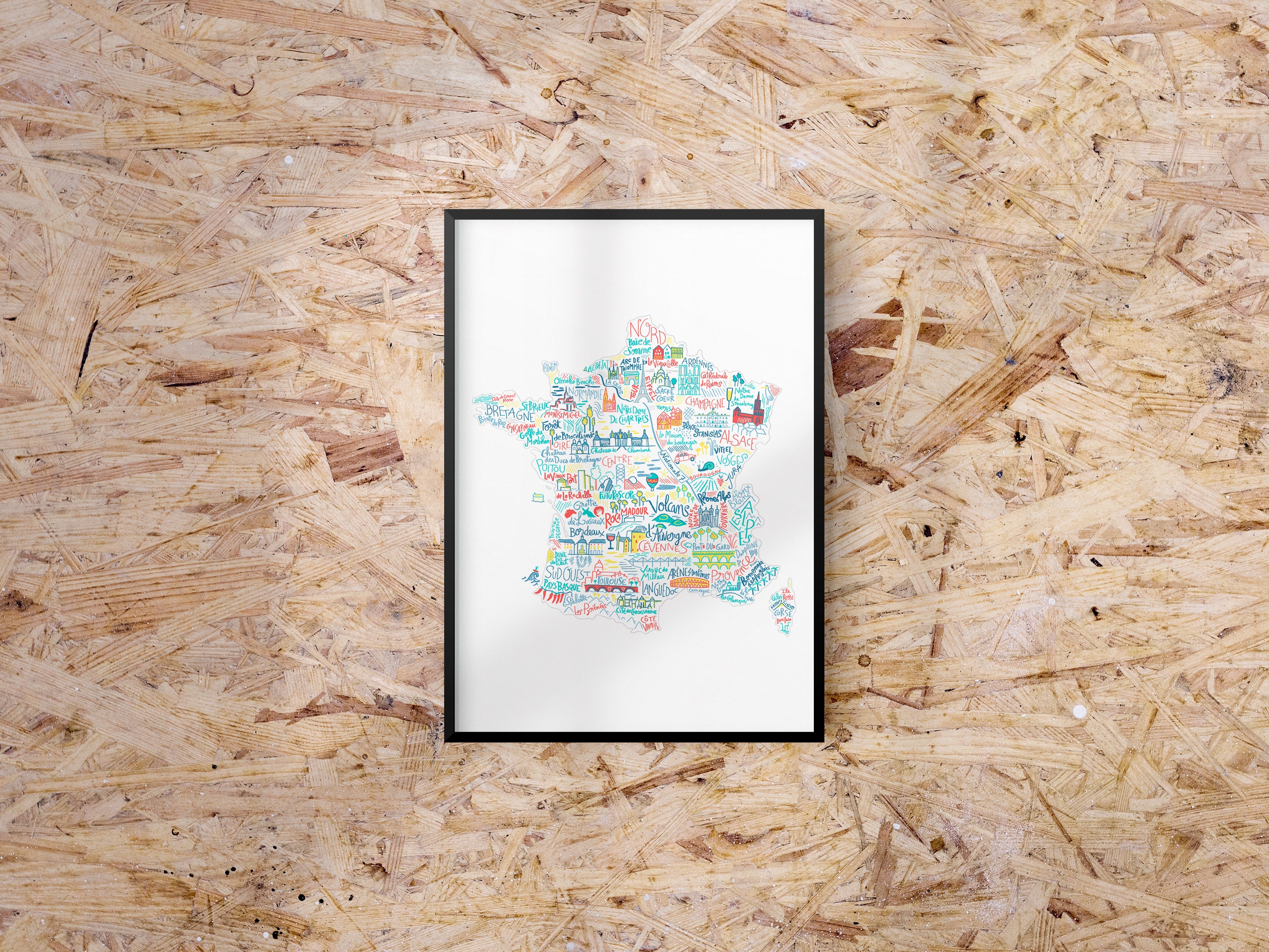 Poster - Map of France of monuments and tourist places sold by ...