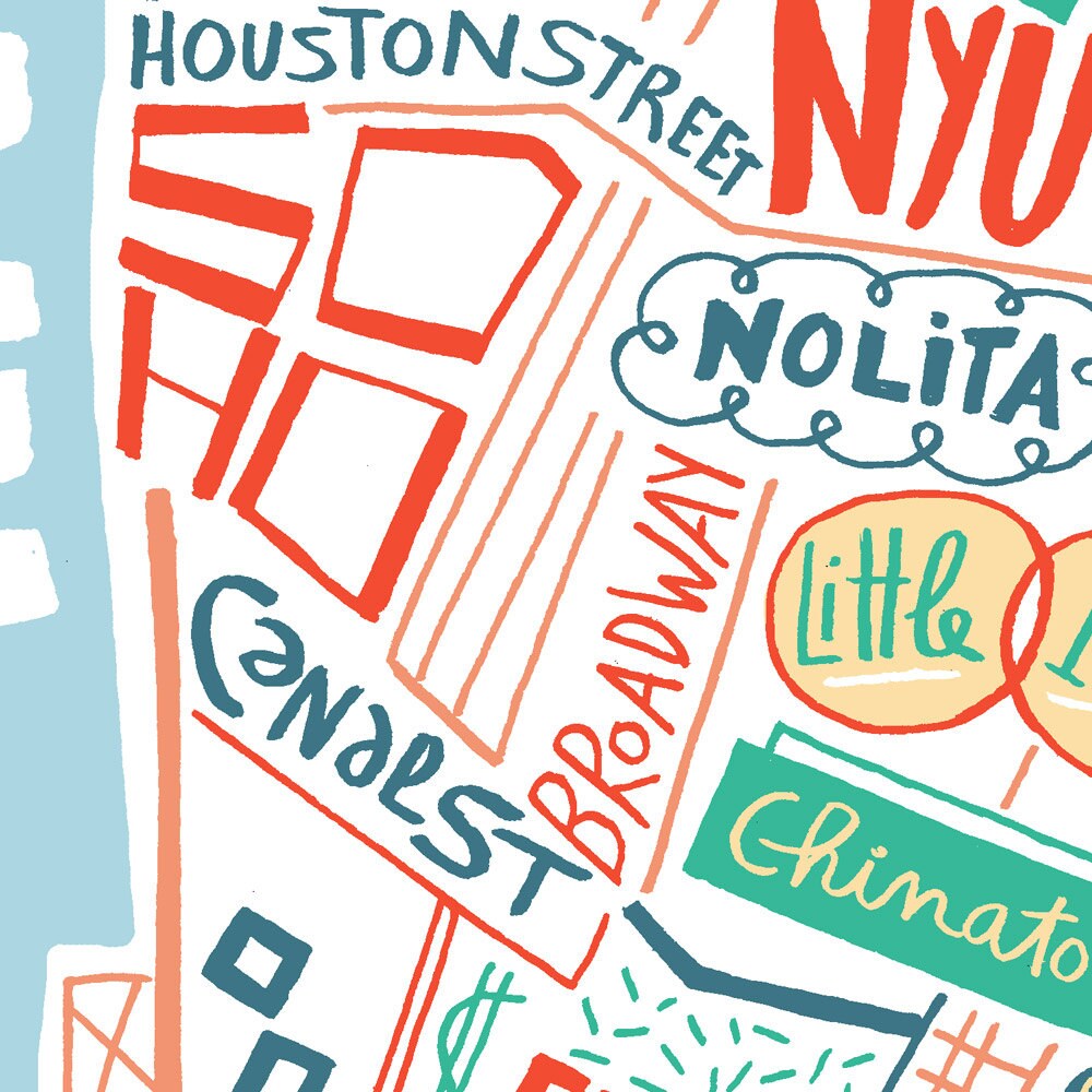 New York City Map Fine Art Print Wall Art Manhattan New York - Etsy