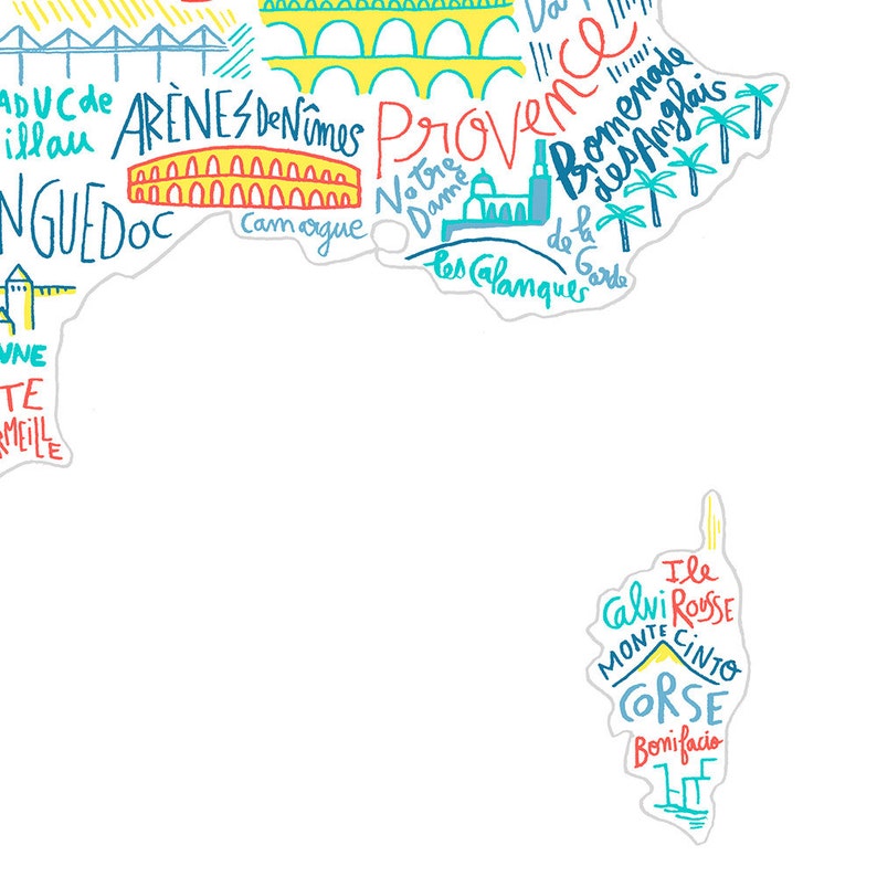 Poster Map of France of Monuments and Tourist Places | Etsy UK