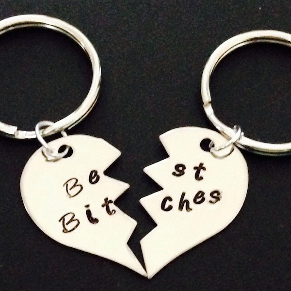 Bff Split Heart Keychain - Etsy