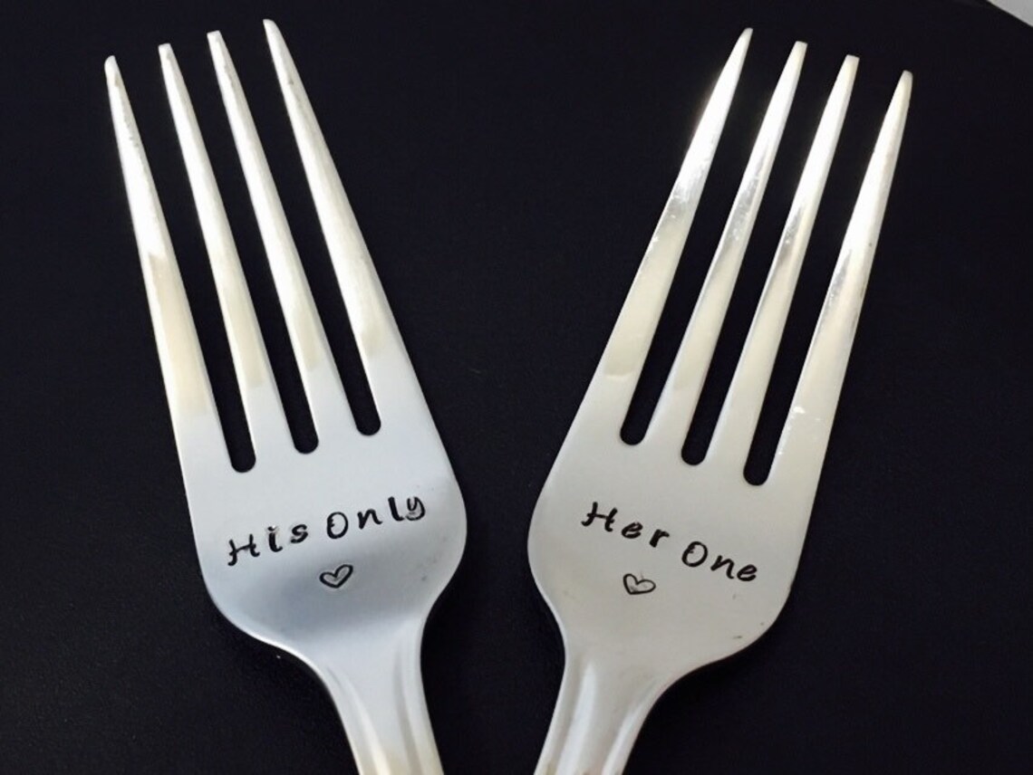 CUSTOM Forks-hand Stamped-personalized Forks valentine's - Etsy
