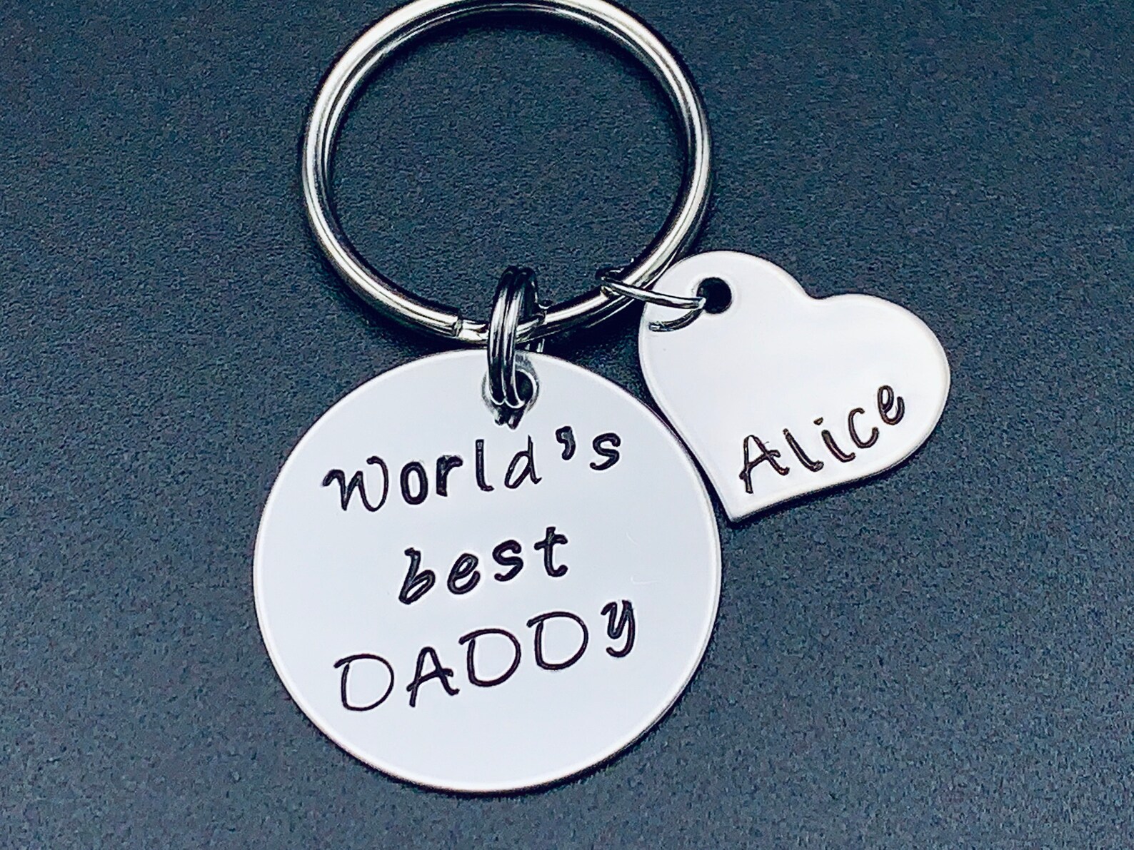 Personalized Hand Stamped Key Chain Gift for Dad Mom - Etsy
