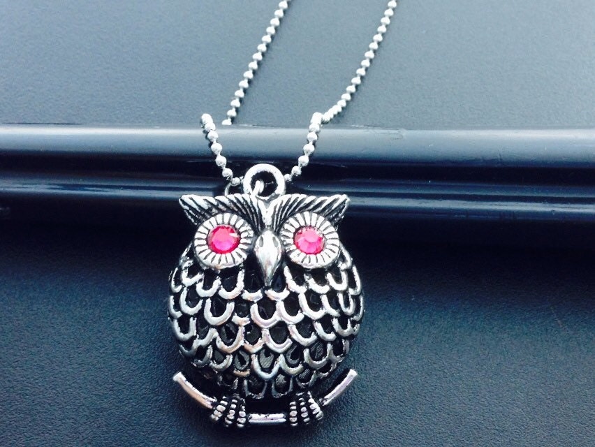 Vintage Owl Necklace Pendant Charm Chain Big antique owl | Etsy
