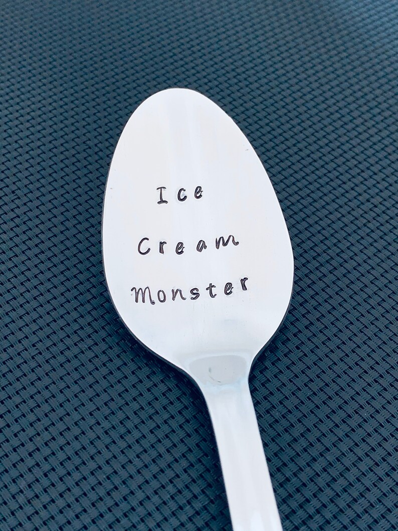 CUSTOM Ice Cream Monster Spoon-hand Stamped Spoon | Etsy