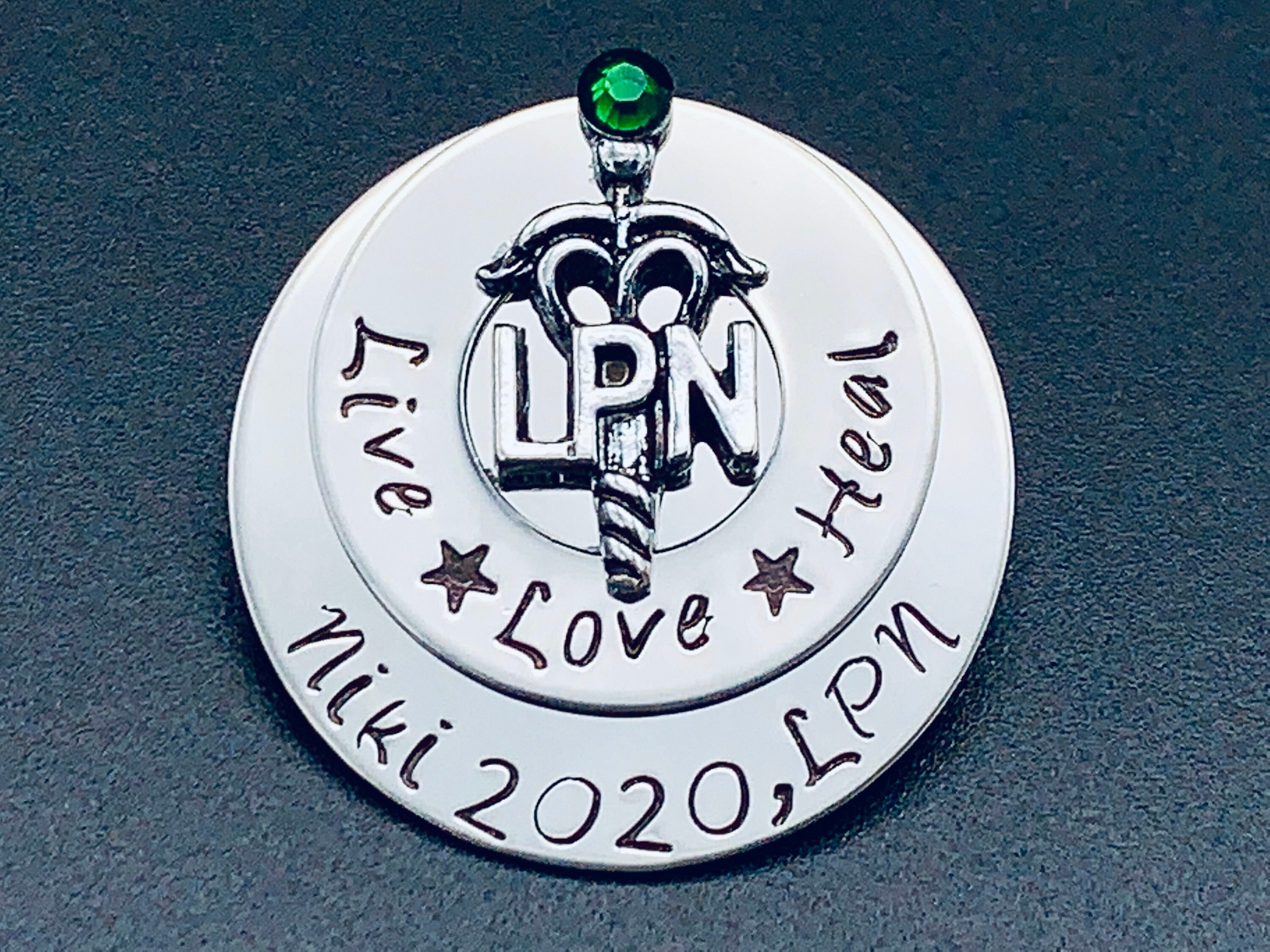 Hand Stamped Pin for LPN/LPN or Cadeceus / Nurses / Nursing Student ...