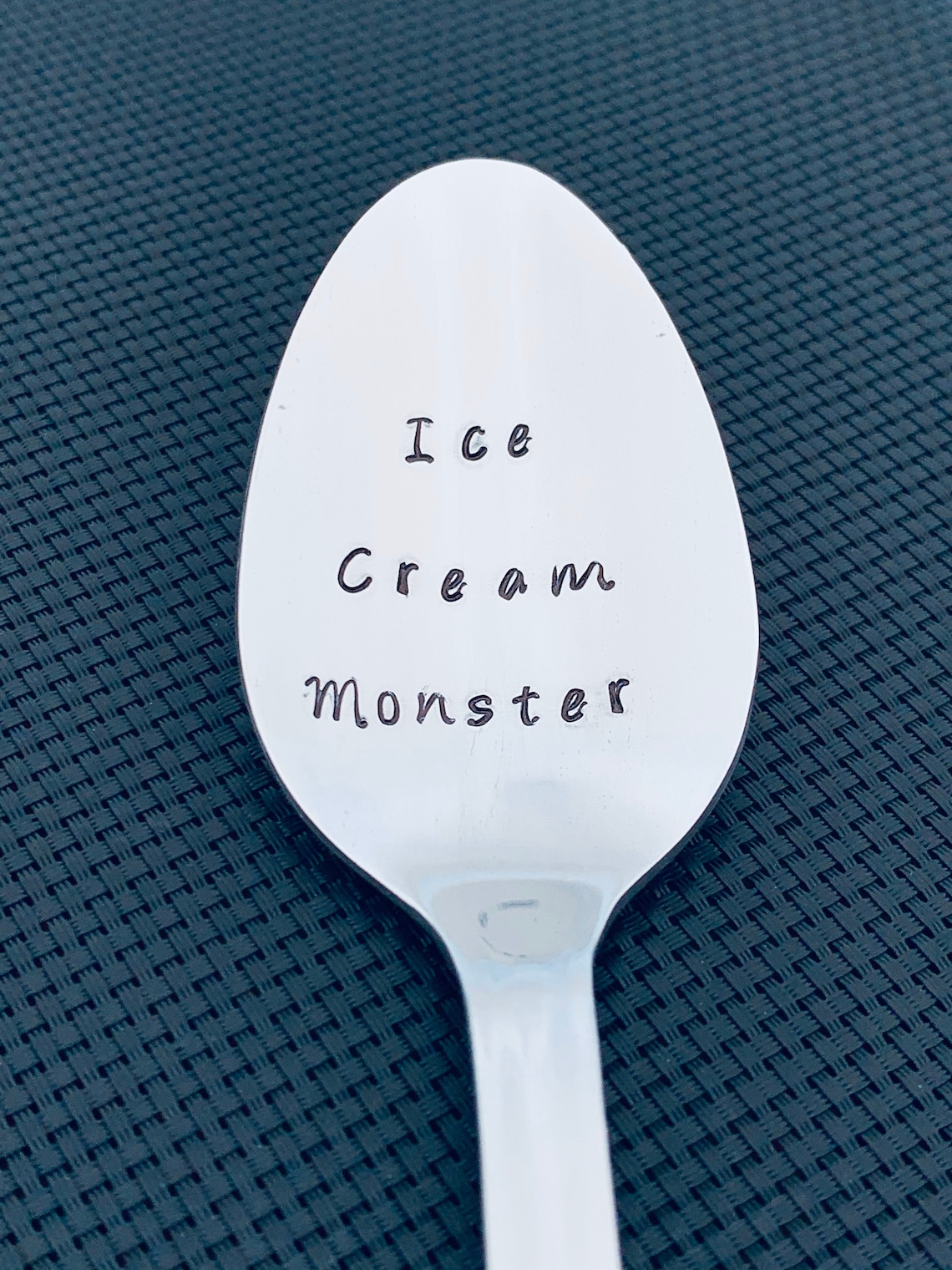 CUSTOM Ice Cream monster spoon-Hand Stamped Spoon | Etsy