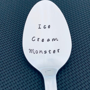 CUSTOM Ice Cream Monster Spoon-hand Stamped Spoon -personalized Spoon ...