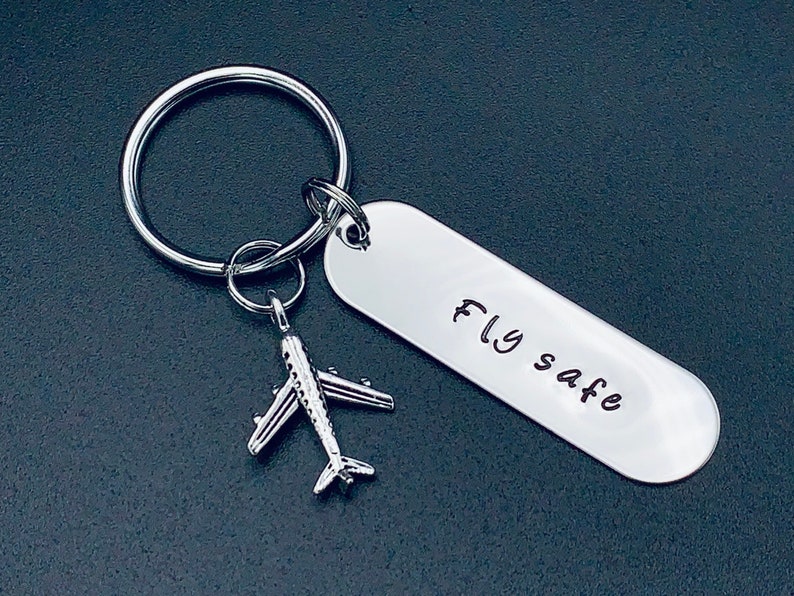 Hand Stamped Fly Safe Keychain/ Gift for Him-gift for Her / - Etsy