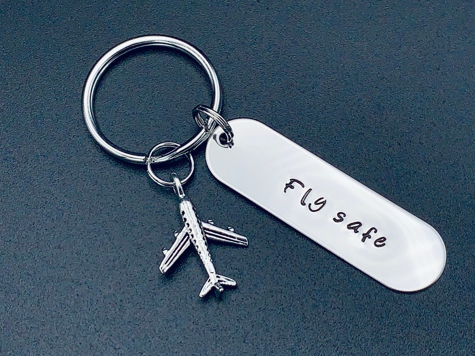 Hand Stamped Fly Safe Keychain/ Gift for Him-gift for Her / - Etsy