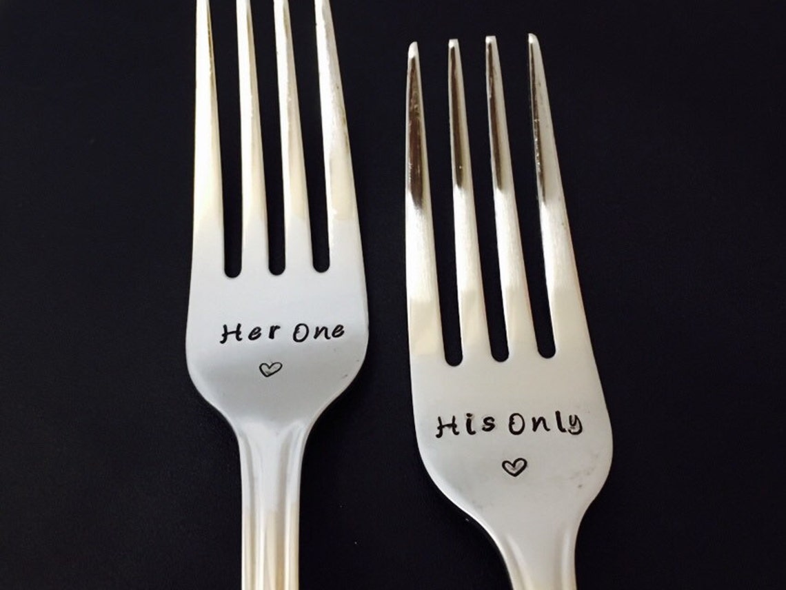 CUSTOM Forks-hand Stamped-personalized Forks valentine's - Etsy