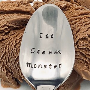 CUSTOM Ice Cream Monster Spoon-hand Stamped Spoon -personalized Spoon ...