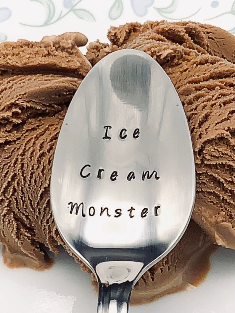 CUSTOM Ice Cream Monster Spoon-hand Stamped Spoon | Etsy