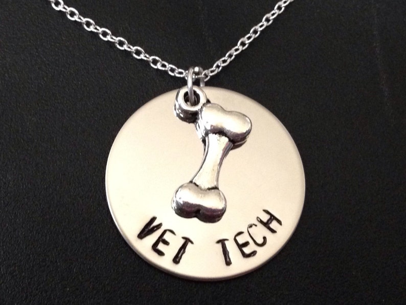 VET TECH Dog Bone Necklace or Keychain-hand Stamped Jewelry ...